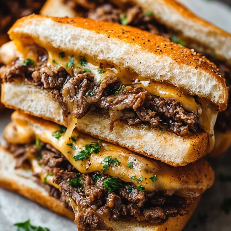 Cheesy Hot Beef Sandwich