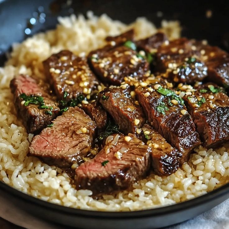 ribeye steak and rice